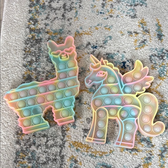 Toys | Rainbow Pop Fidget Toy Set Llama And Unicorn | Poshmark
